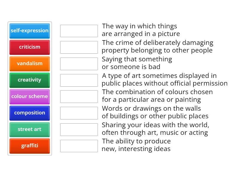 Street Art vocabulary - Match up