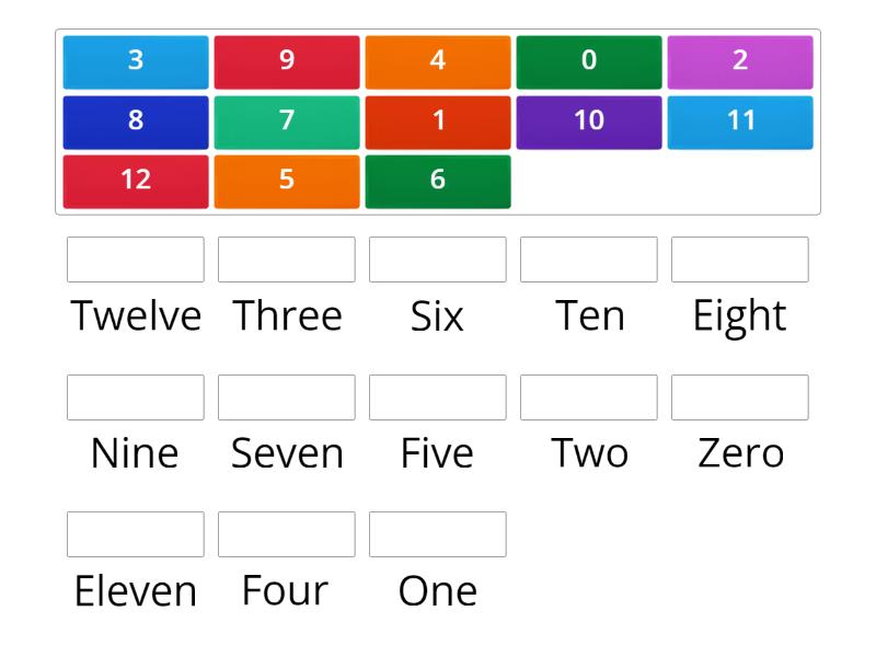 Spelling numbers to 12 - Match up