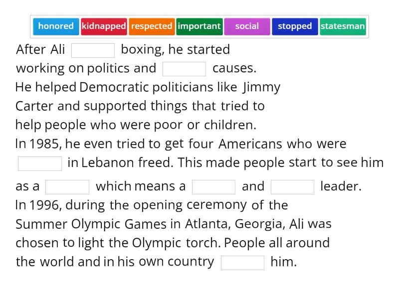 Muhammad Ali's Retirement legacy - Complete the sentence