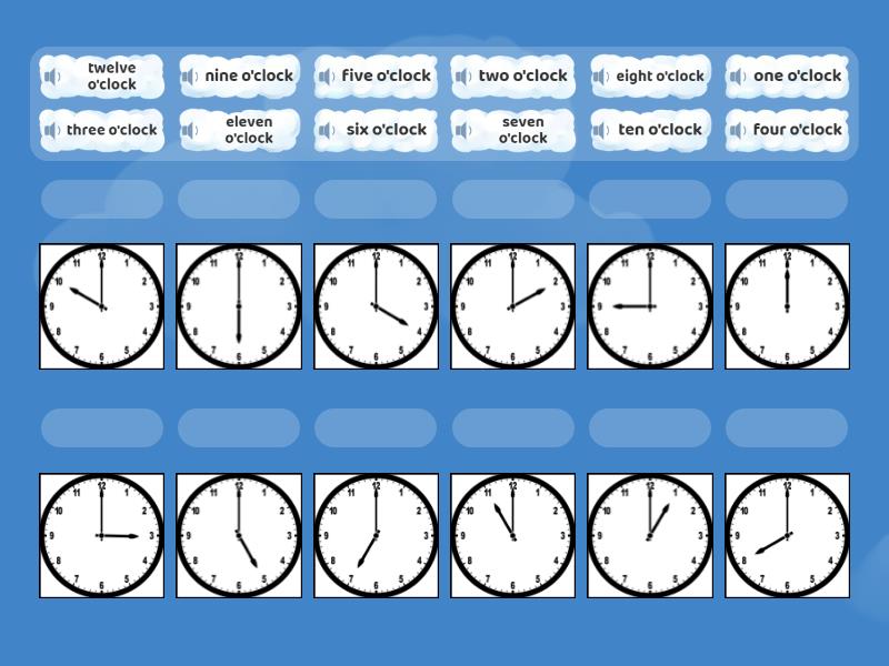 Telling Time - Full Hours [Analog to Words] - Match up