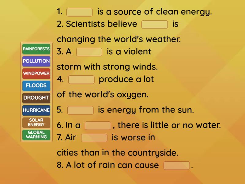 Environment Phrases - Complete the sentence