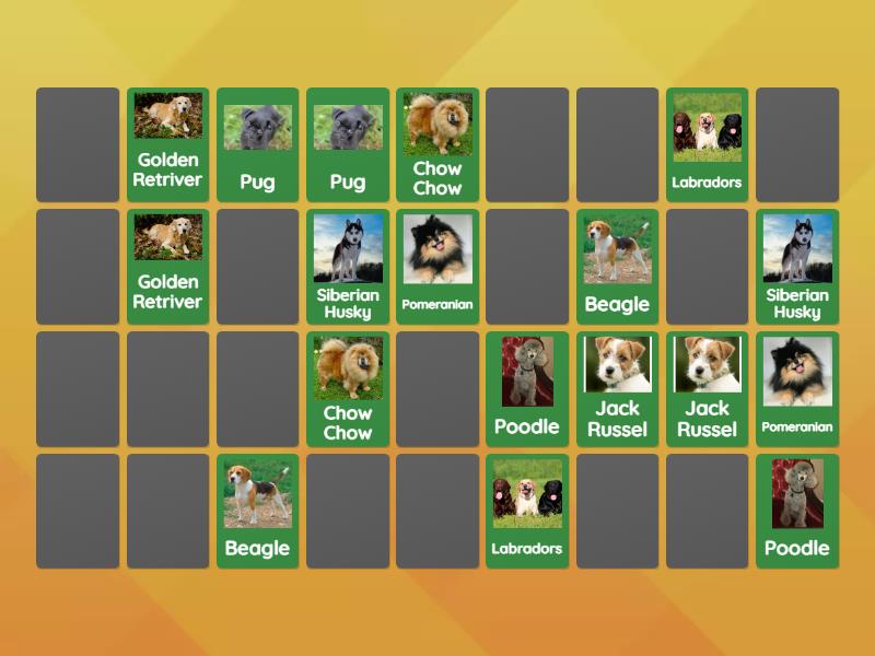 Dogs matching game - Matching pairs
