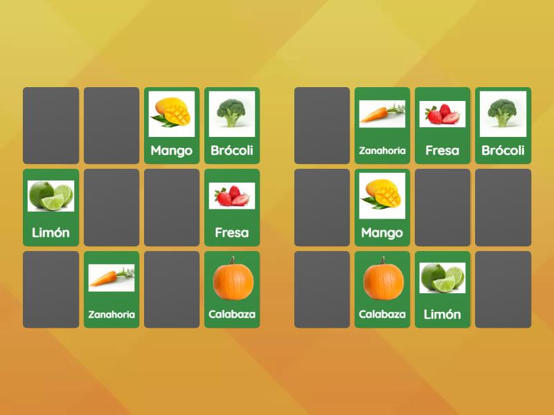 Frutas y verduras - Matching pairs