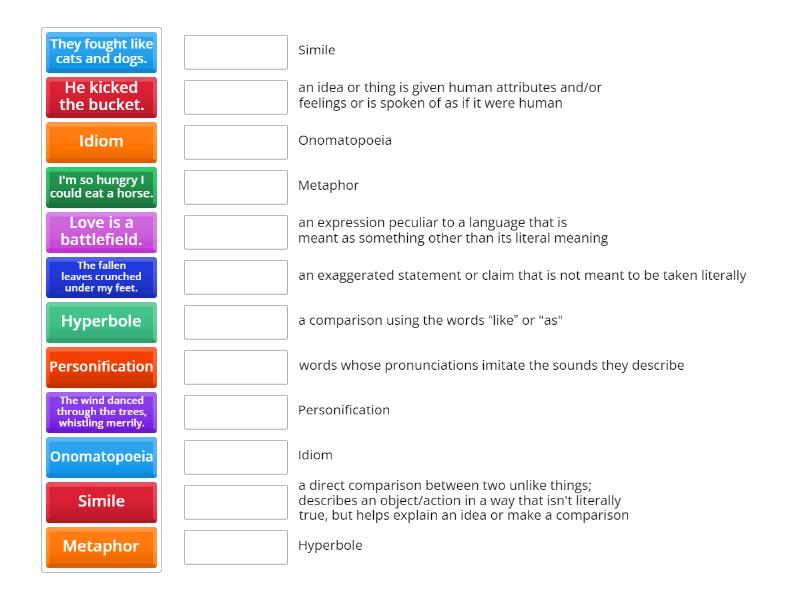 Figurative Language - Match up