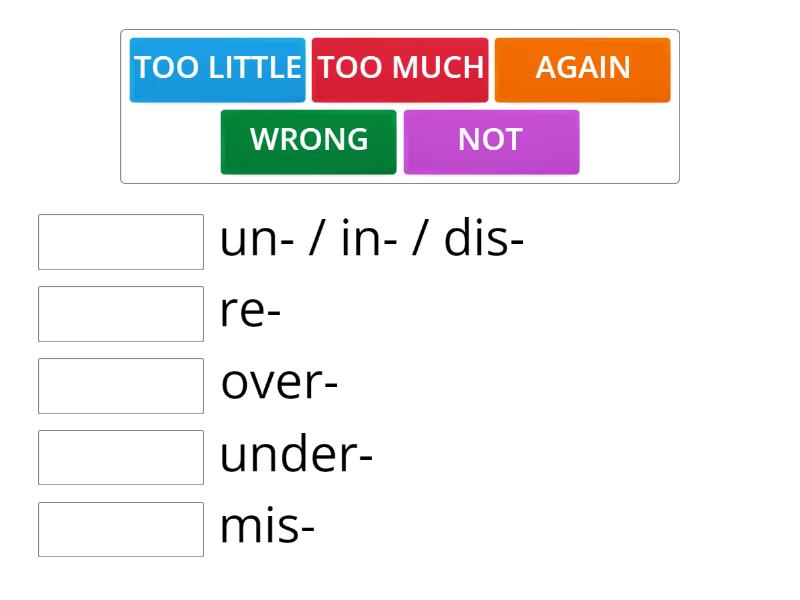 * Word-building: prefixes (SO Inter 10.1) - Match up