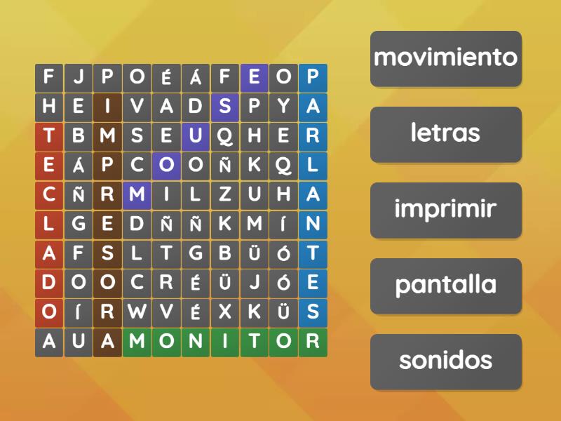 Sopa de letras "Componentes del hardware" - Wordsearch