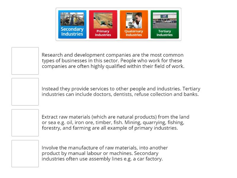 Types of Industry - Match up