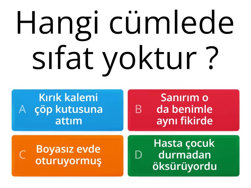 SIFATLAR VE ZAMİRLER - Quiz