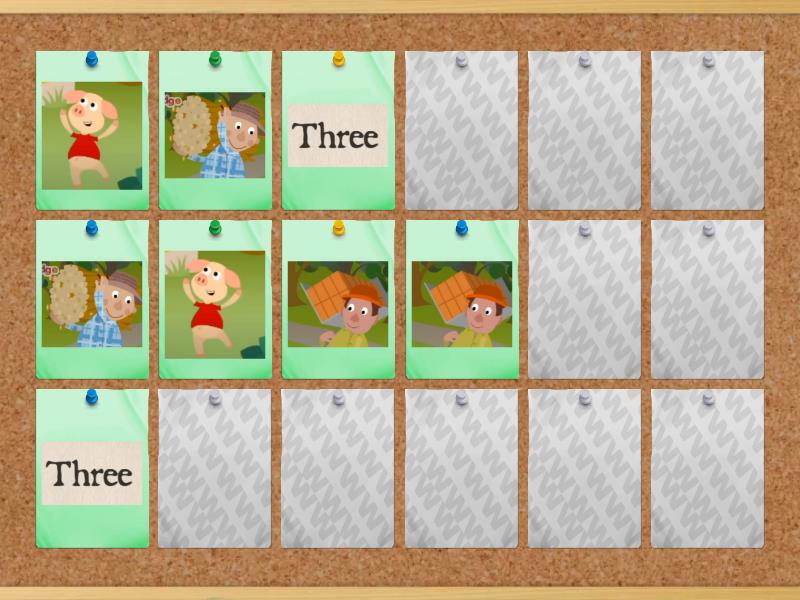 THE THREE LITTLE PIGS - MEMORY GAME - Matching pairs