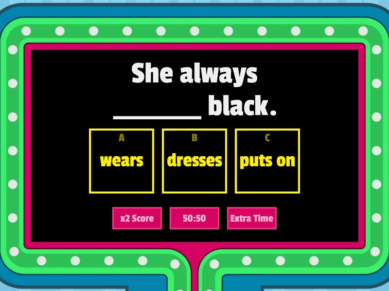 Wear, dress and put on - Gameshow quiz