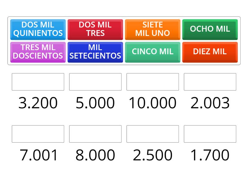 NUMERACION DEL MIL - Match up