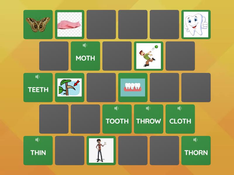 UNVOICED TH MEMORY GAME - TRC - Matching pairs