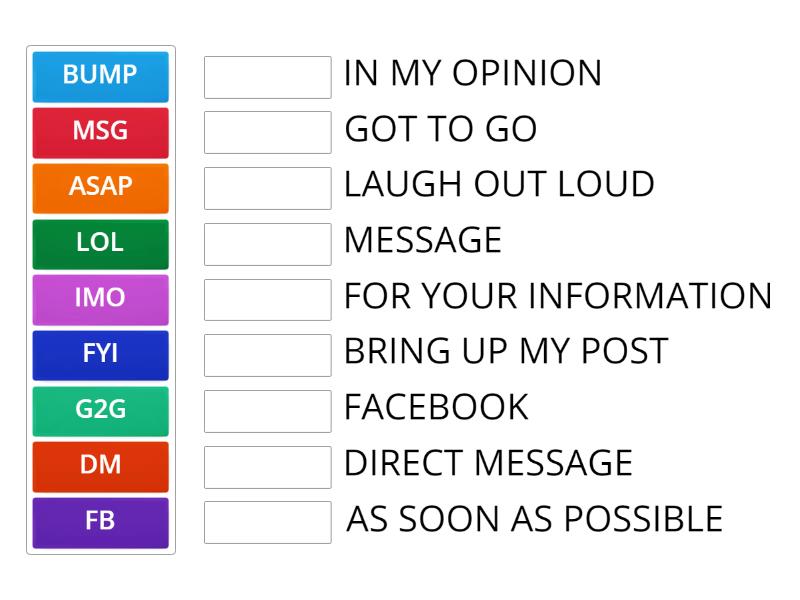 DIGITAL ABBREVIATIONS - Match up