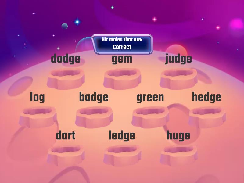 Hit the aliens with 'dge' - Whack-a-mole