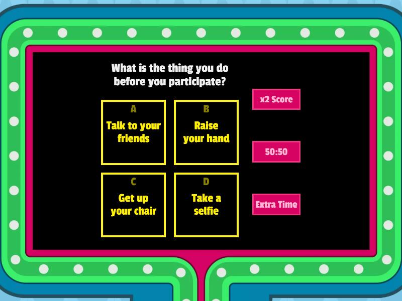 Classroom rules - Gameshow quiz