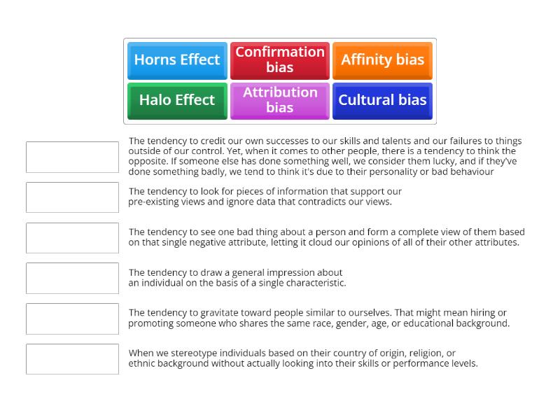 Common Workplace Biases - Match up