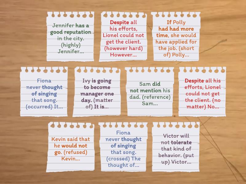 Paraphrasing. Exercise 6. - Flip tiles