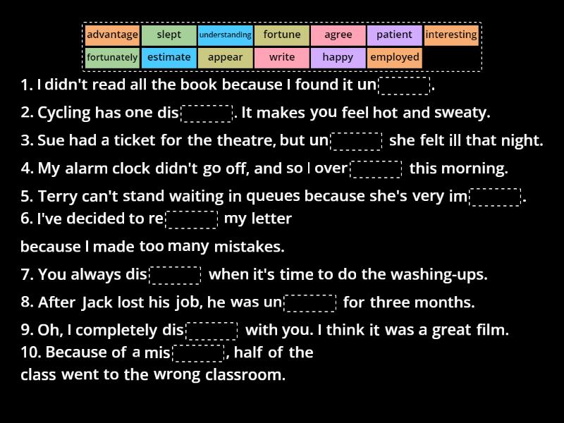 Word formation B2 - Complete the sentence