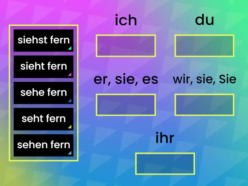 das Verb fernsehen - Ordenar por grupo