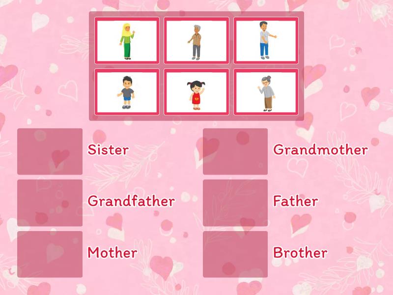 Aisyah's Family Drag and drop each keyword next to it - Une las parejas