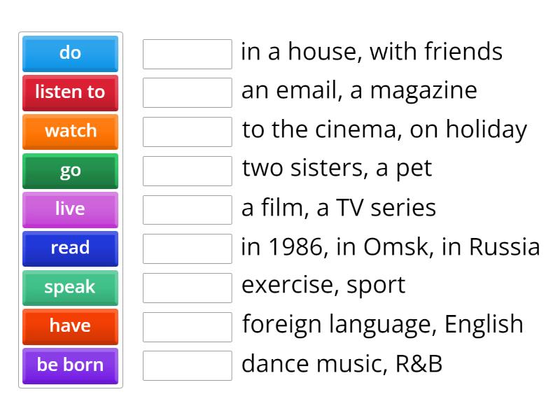Verb phrases EF Unit 1 Lesson 1 - Match up