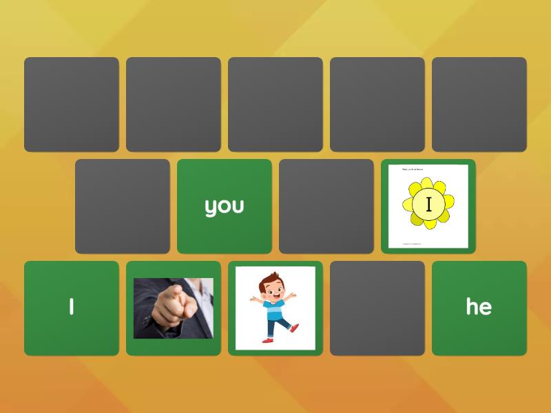 Subject Pronouns Memory game - Matching pairs Subject Pronouns Memory game - Matching pairs