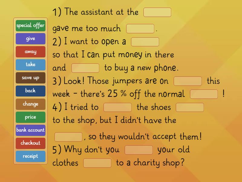 Prepare 4 Unit 9 Shop till you drop ex 3 p54 - Complete the sentence