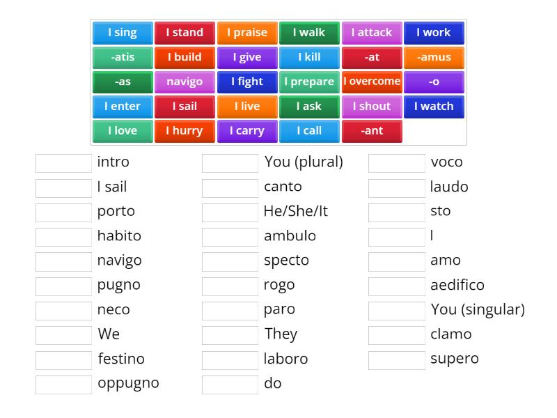 1st conjugation verbs - Match up