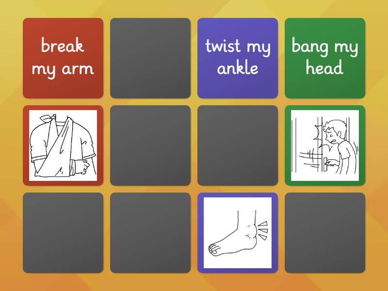 5B Unit 6 Injuries (Vocabulary) - Combine os pares