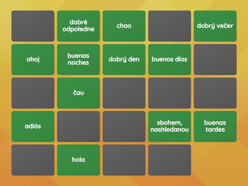Saludos y despedidas - pexeso - Matching pairs