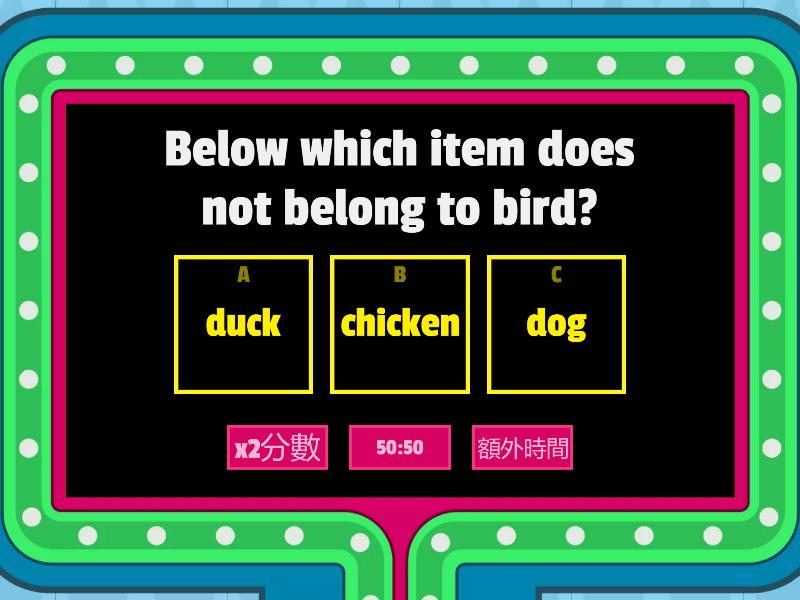 multiple choices - Gameshow quiz