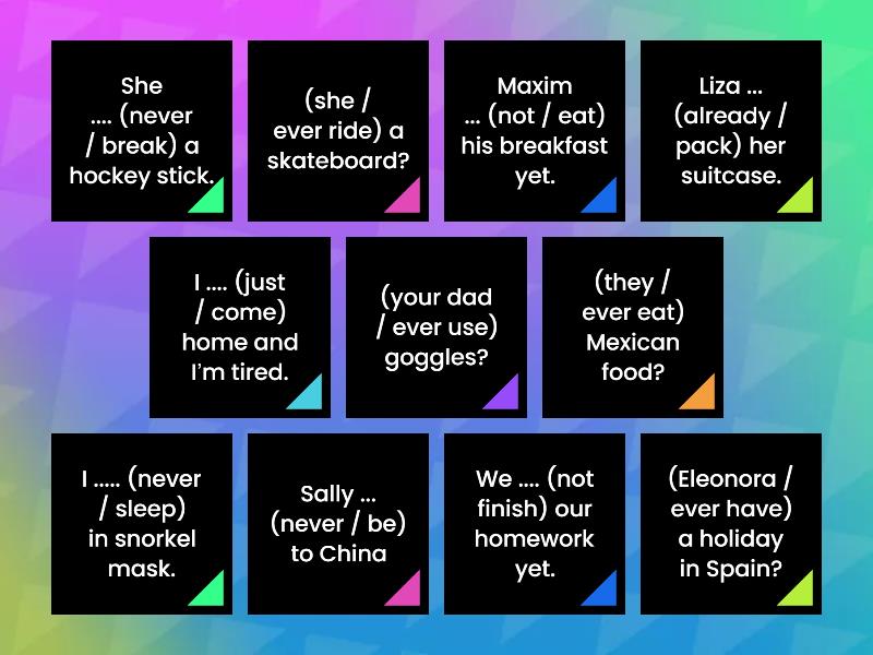 Present Perfect dictation - Flip tiles