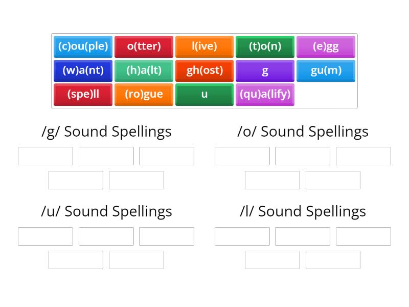 Grapheme - Phoneme Match, /g/, /o/, /u/, /l/ - Group sort