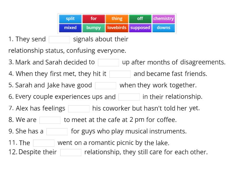 Relationships - Complete the sentence