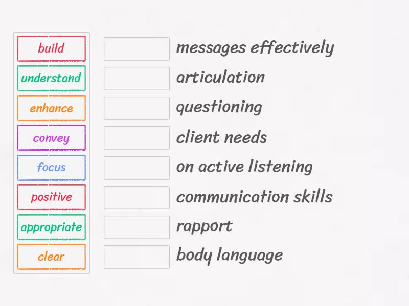 Effective Communication Strategies - collocation match - Match up