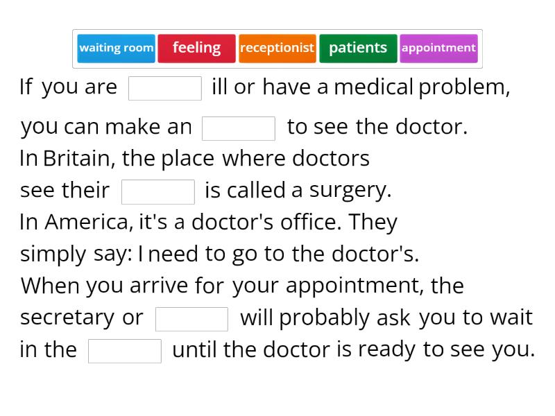 Comprehension At the doctor - Complete a frase