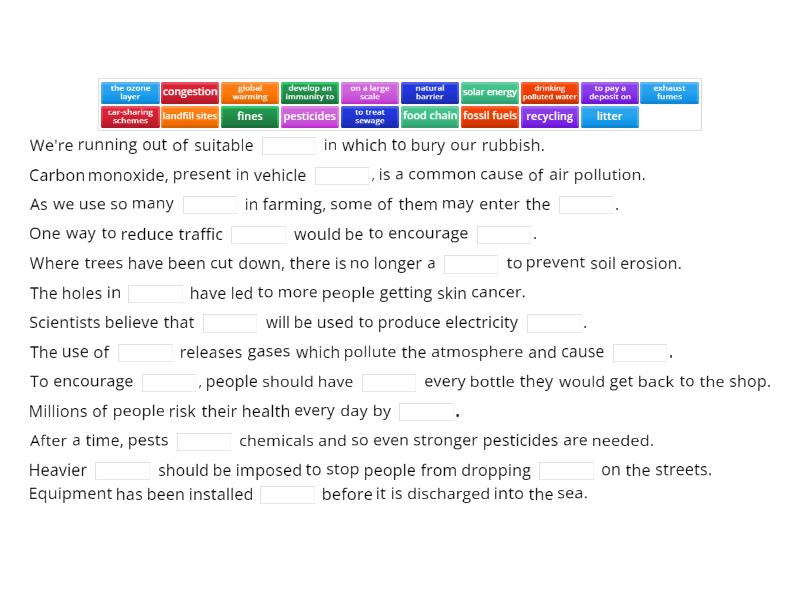 Use of English Environment - Complete the sentence
