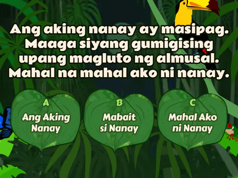 Piliin ang angkop na pamagat sa bawat talata. - Cuestionario