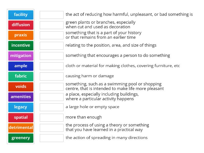 Benefits of Greenery in Contemporary City_vocab - Match up