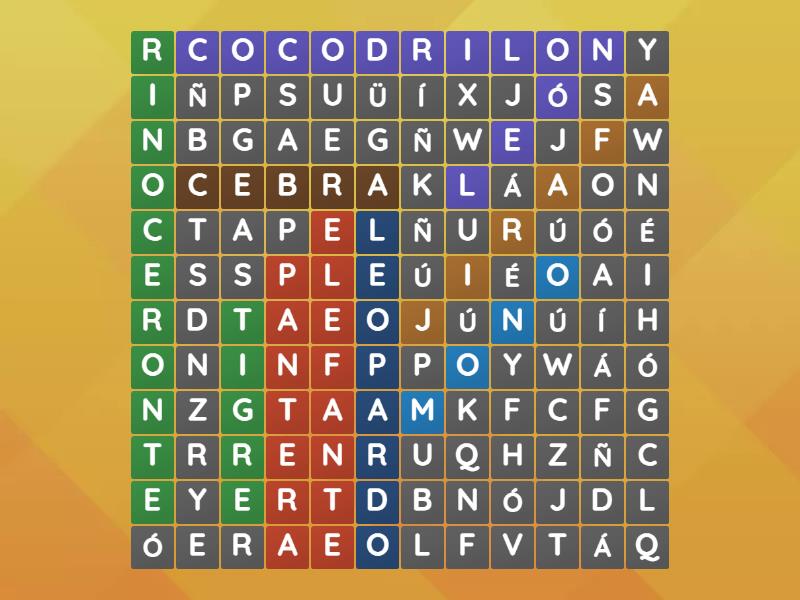 Animales de la selva - Sopa de letras