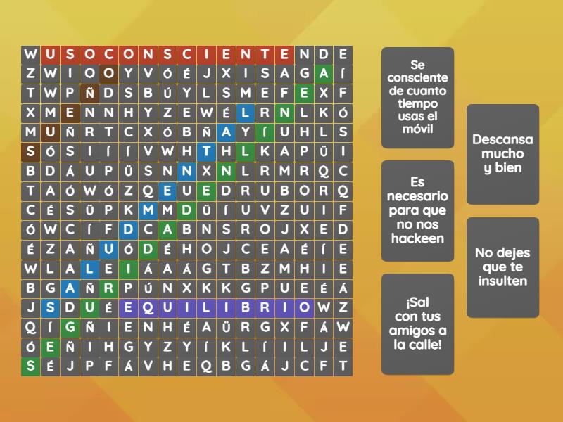 bienestar digital - Sopa de letras