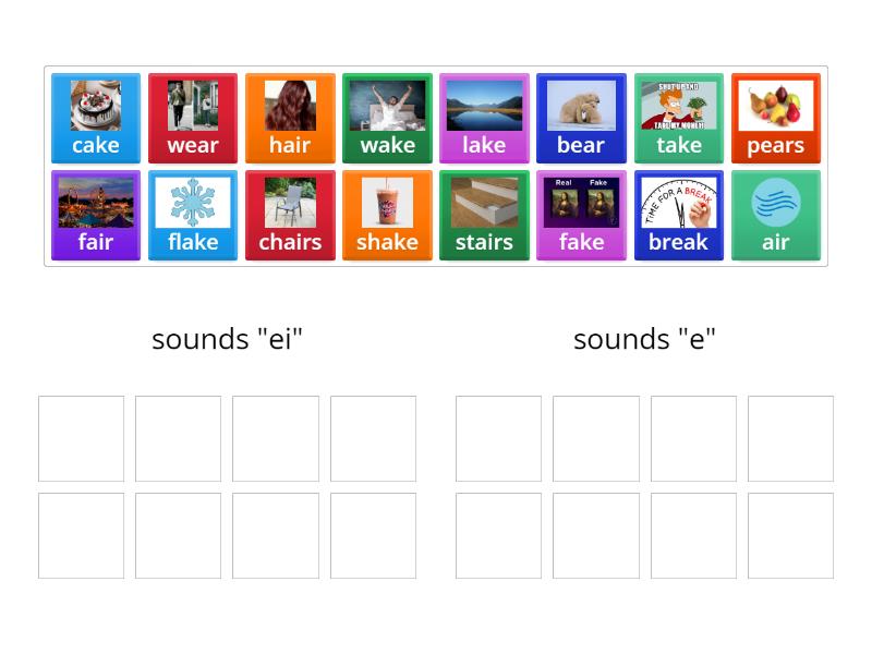 phonics "ei" & "e" - Group sort