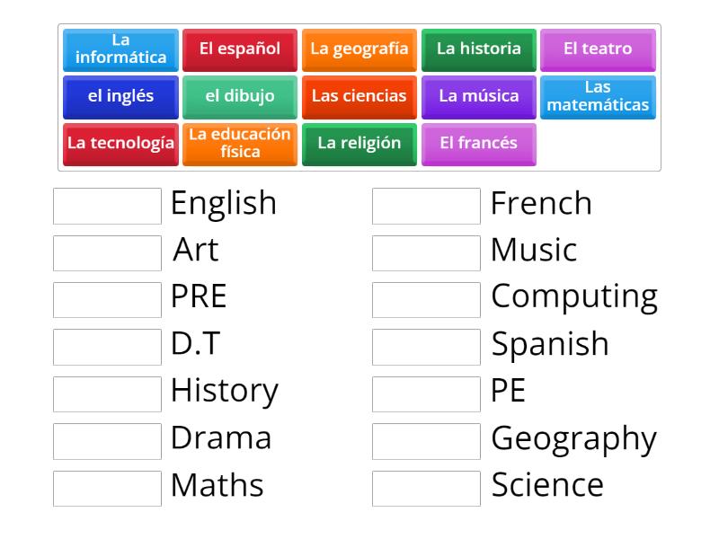 Las asignaturas - Match up