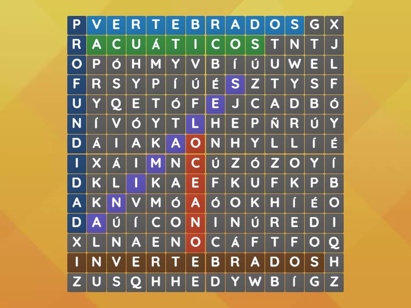 Animales acuáticos - Sopa de letras