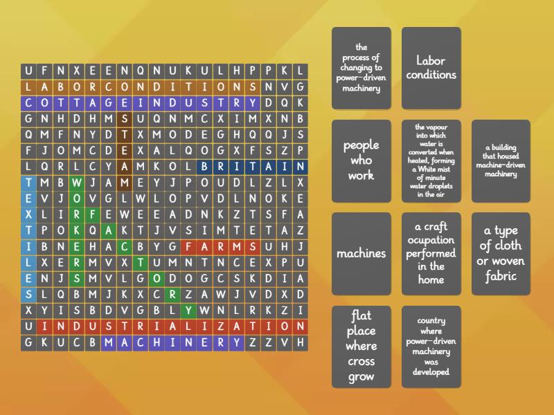 industrial revolution - Wordsearch