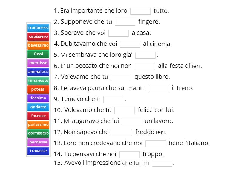 02_Congiuntivo Imperfetto - Complete the sentence