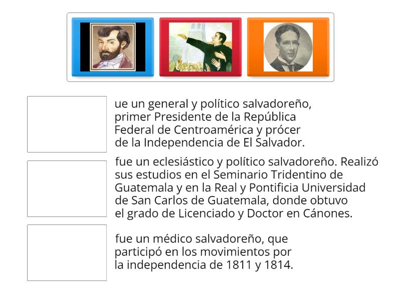 independencia de El Salvador - Une las parejas