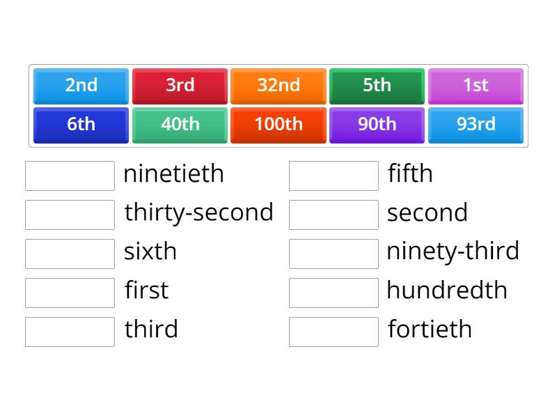 Ordinal numbers - Match up