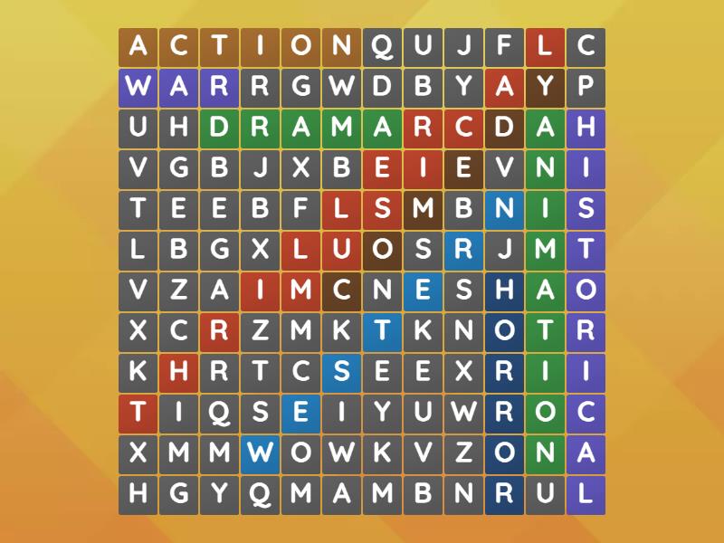 Find movie types - Sopa de letras