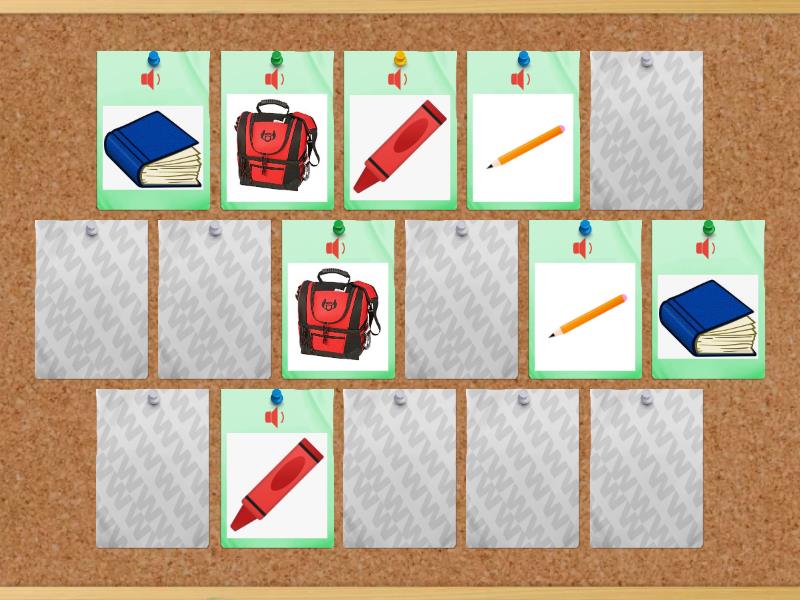 Matching school items - Matching pairs